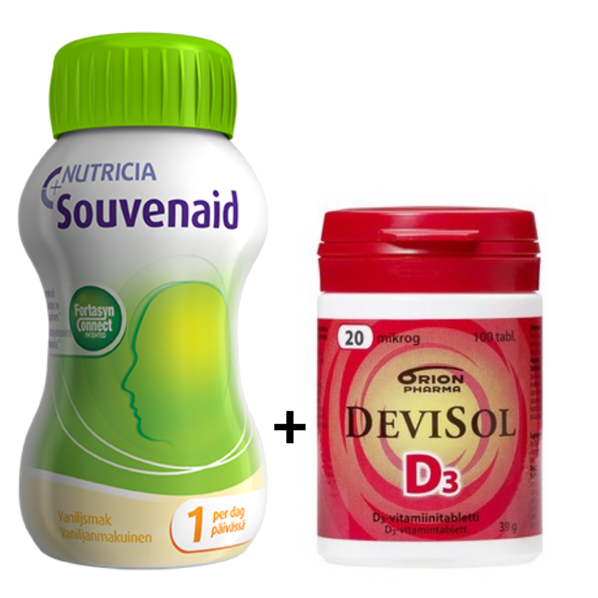 SOUVENAID VANILJA + DEVISOL 20 MIKROG (96X125 ML+100 TABL) – Karhu Apteekki